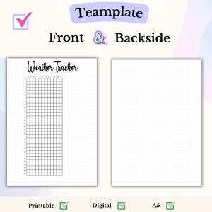 Weather Tracker A5 Bullet Journal Page Digital Yearly Tracker Planner ...