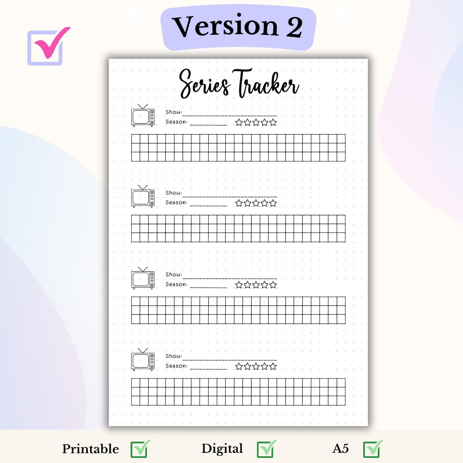 Series Tracker Bullet Journal Printable Show Tracker Bujo Series Log TV ...
