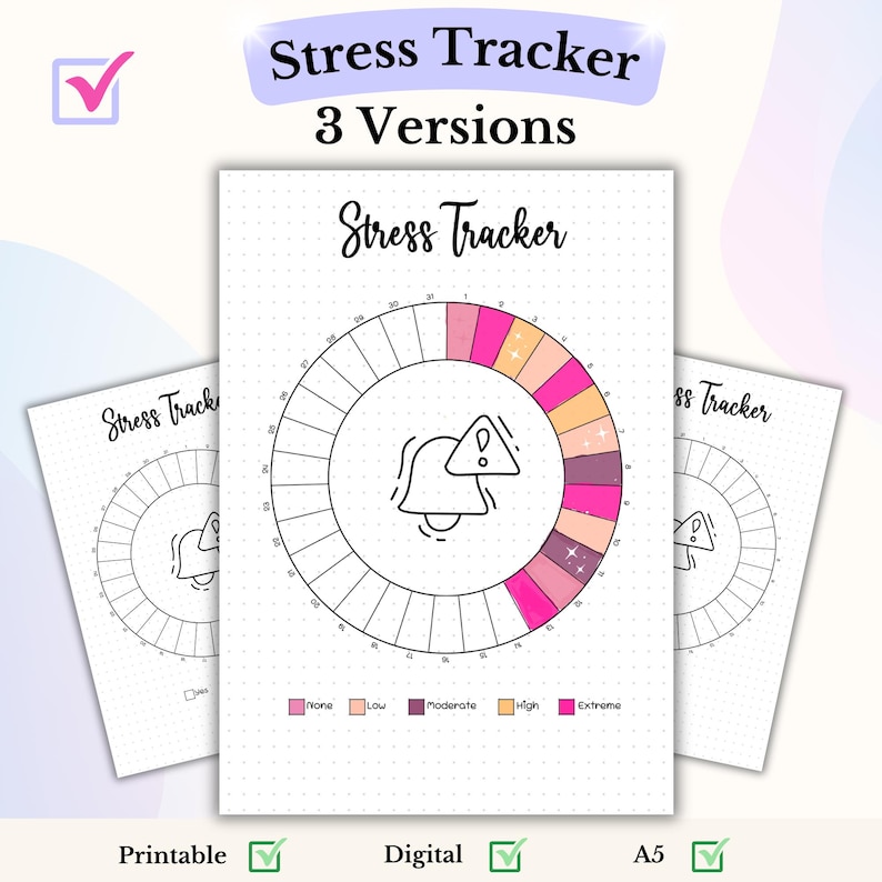 Stress Tracker Bullet Journal Printable Wheel Tracker Digital Journal ...