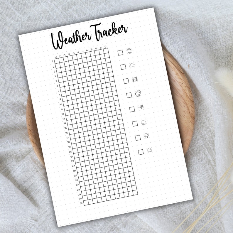 Weather Tracker A5 Bullet Journal Page Digital Yearly Tracker Planner ...