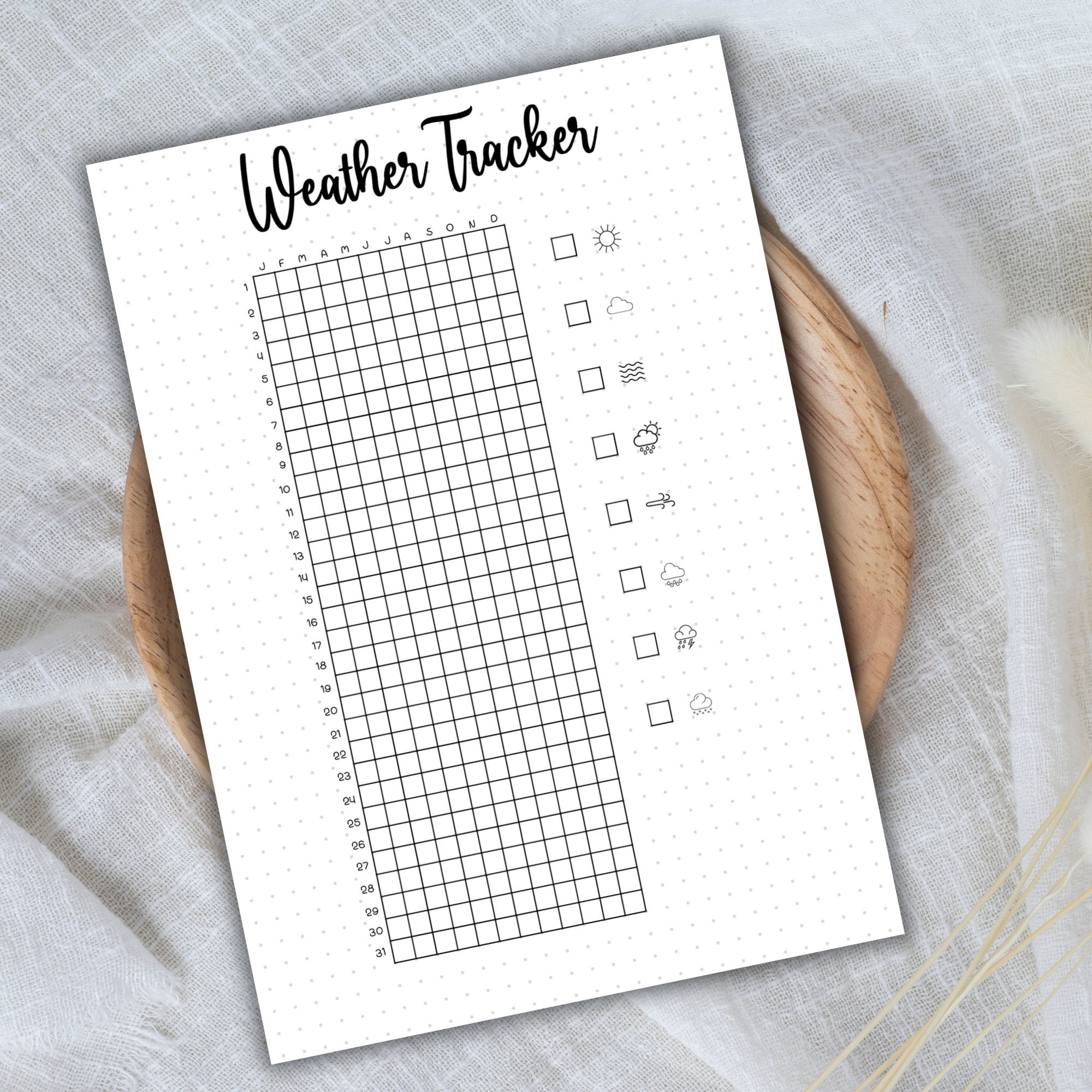 Weather Tracker A5 Bullet Journal Page Digital Yearly Tracker Planner ...