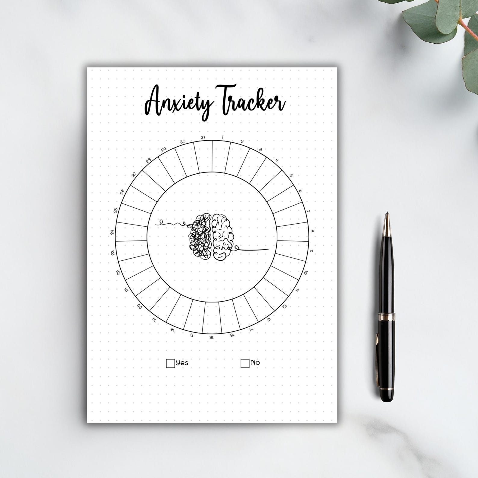 Anxiety Tracker Wheel Bullet Journal PDF Printable Wheel Tracker Mood ...