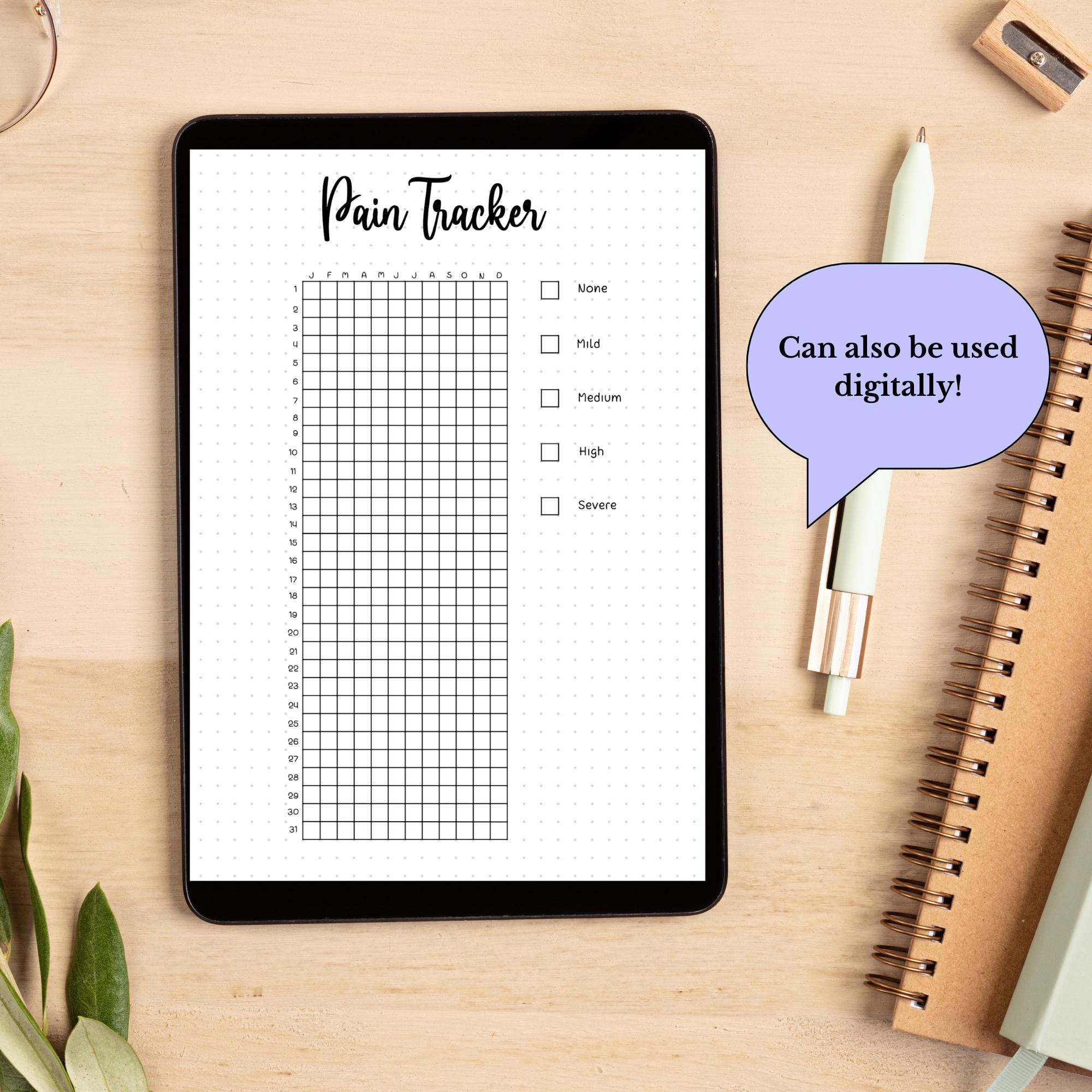 Pain Tracker Bullet Journal Printable Pain Log Health Tracker Welness ...