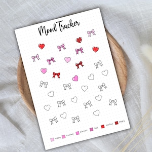 Heart Bows Mood Tracker It Girl Bullet Journal Cute Monthly Mood ...