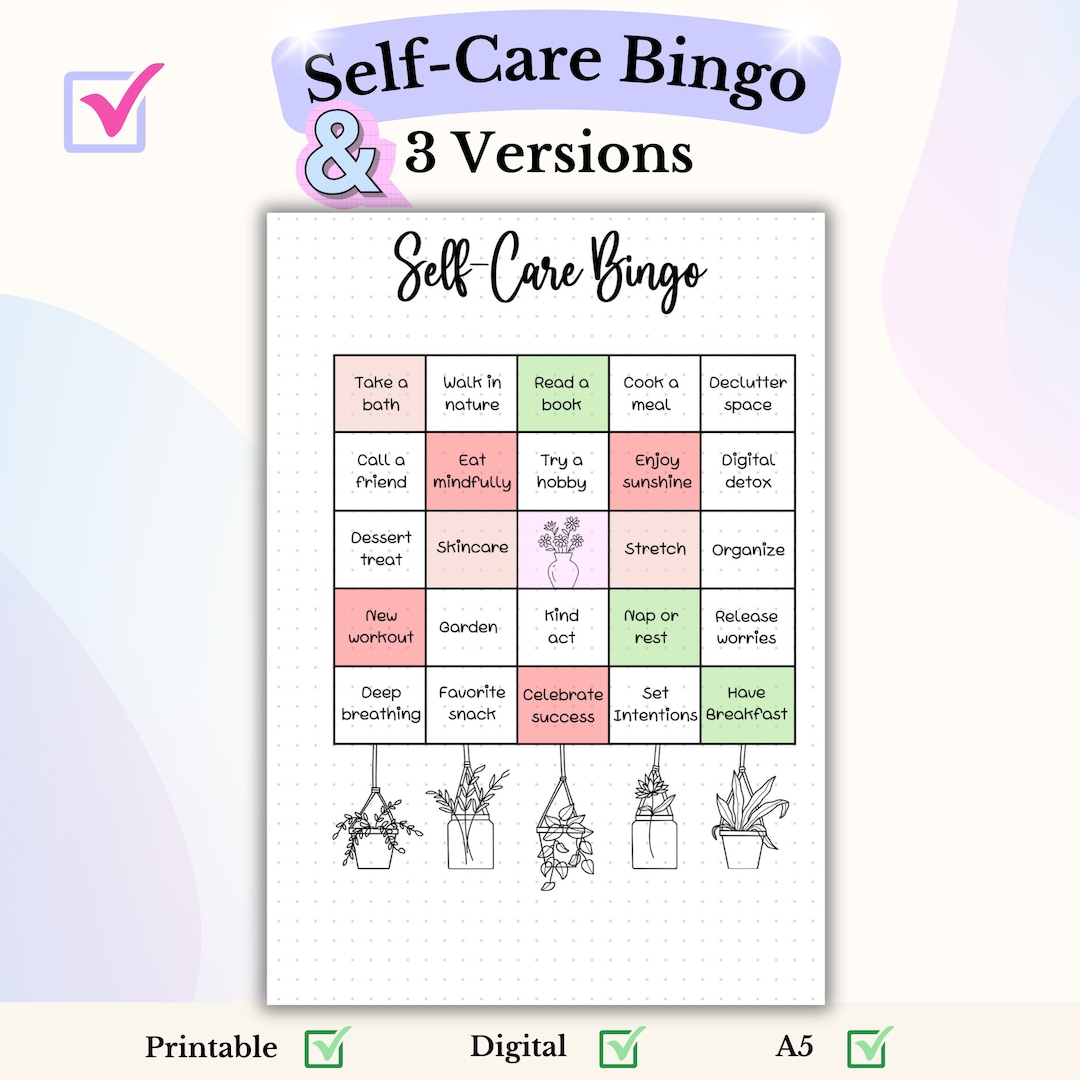 Self Care Bingo Bullet Journal A5 Printable Digital Self Care Tracker ...