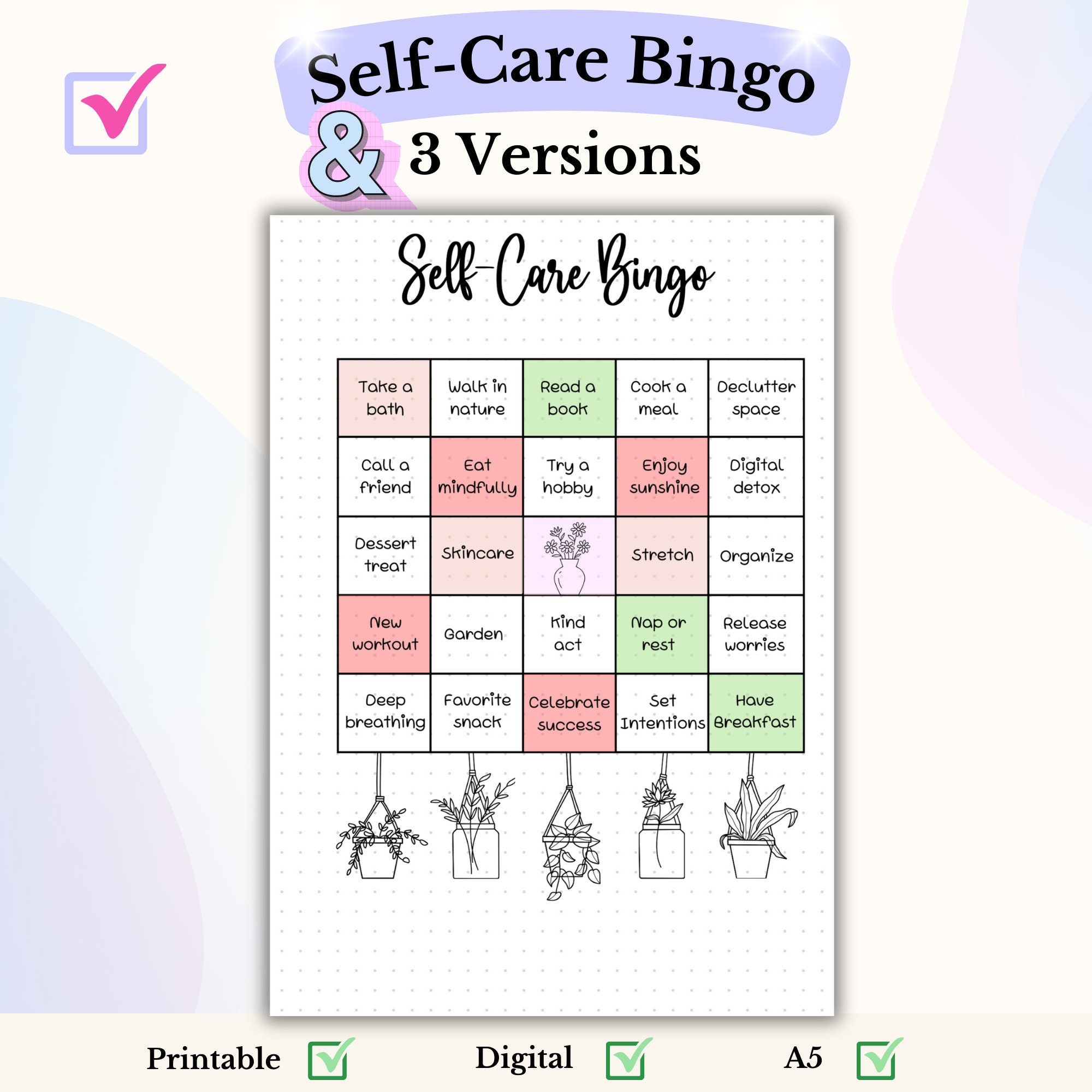 Self Care Bingo Bullet Journal A5 Printable Digital Self Care Tracker ...