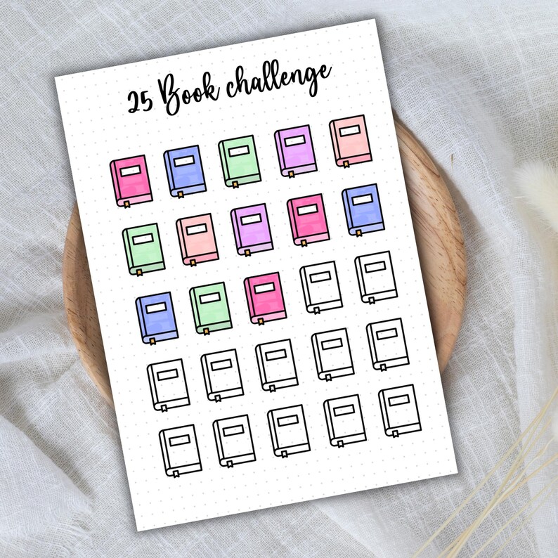 25 Book Challenge Bullet Journal Printable Reading Log Reading Tracker ...