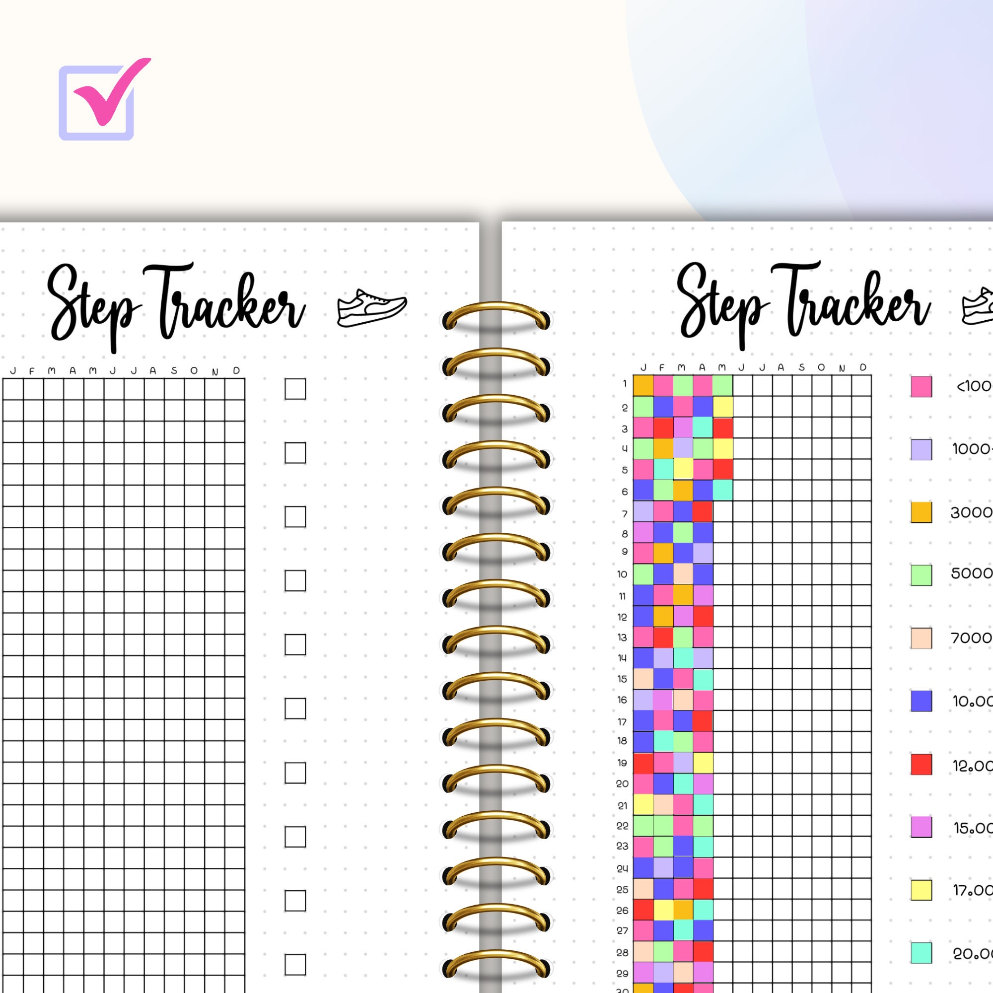 Step Tracker Bullet Journal PDF Steps Log Workout Tracker Health ...
