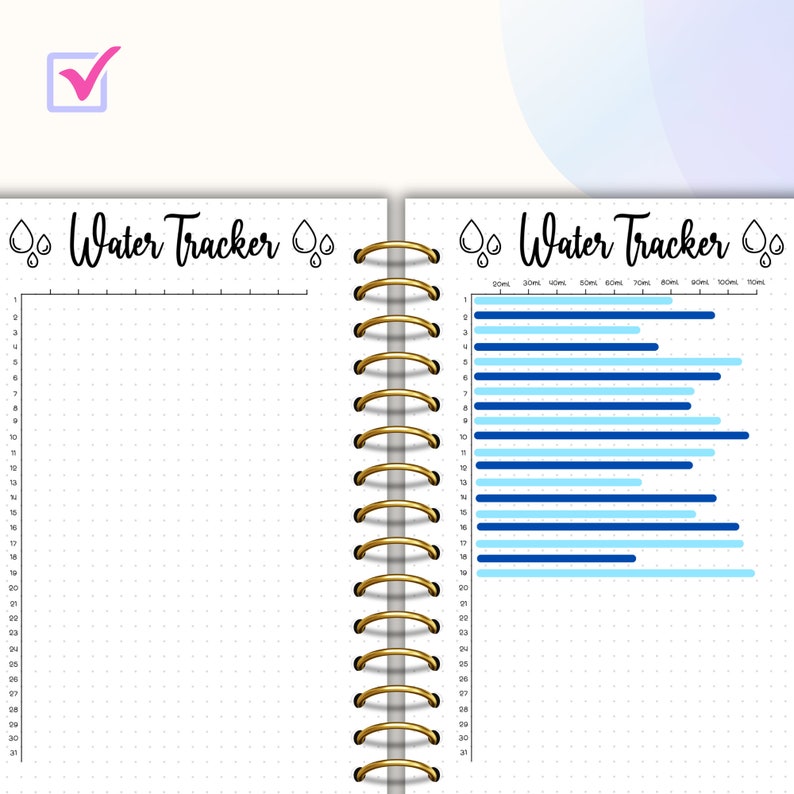 Water Tracker Bullet Journal A5 Printable Page Monthly Water Log Daily ...
