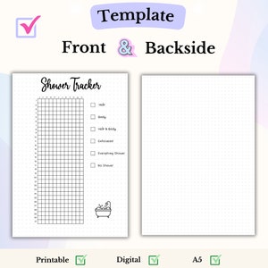 Shower Tracker A5 Bullet Journal Page Digital Monthly Tracker Insert ...