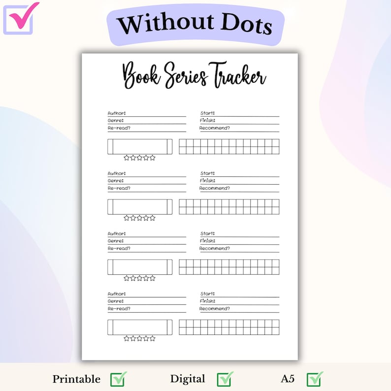 Book Series Tracker Bullet Journal Printable Book Tracker Printable ...