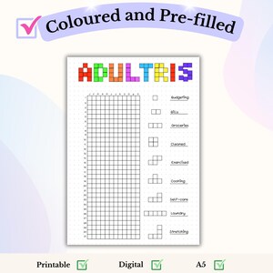 Adulting Tracker Bullet Journal Page Adultris Adult Tast Habit Tracker ...
