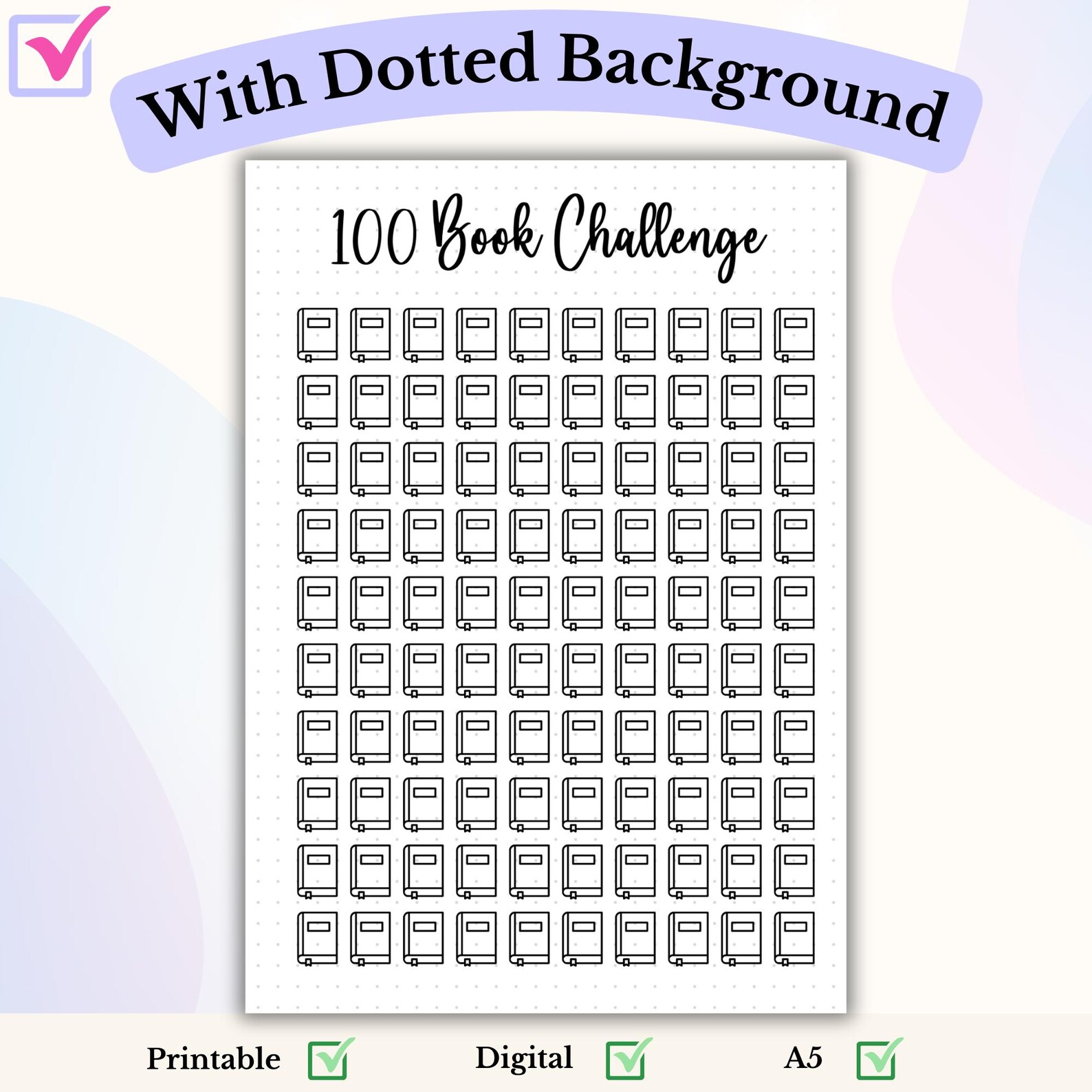 100 Book Challenge Bullet Journal Printable Reading Log Reading Tracker ...
