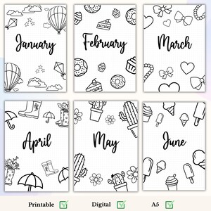 12 Month Cover Pages Bullet Journal Bundle Title Page Bullet Journal ...