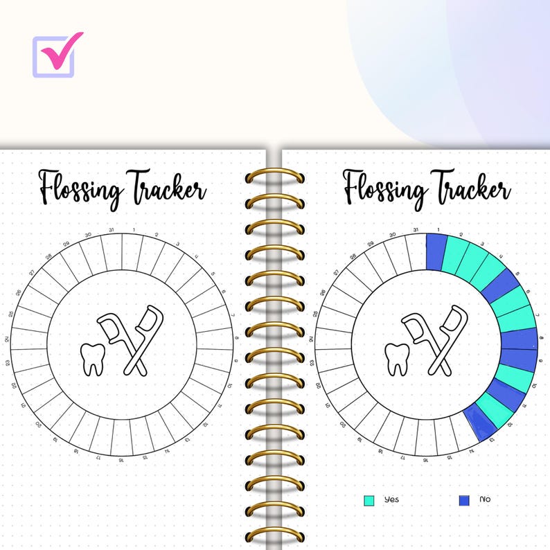 Flossing Tracker Bullet Journal Habit Wheel Teeth Health Tracker ...