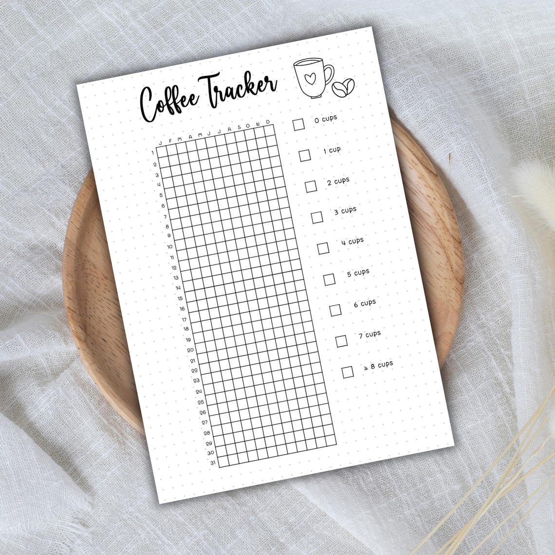 Coffee Tracker Bullet Journal Printable Page Yearly Coffee Log Daily ...