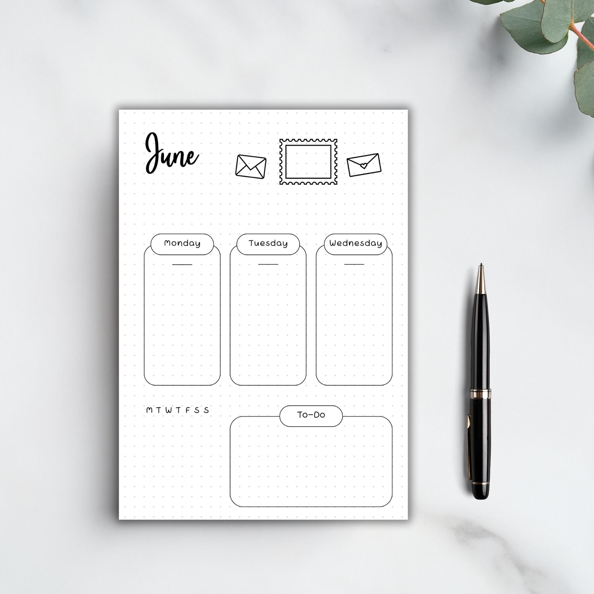 Weekly Spread Bullet Journal Page A5 Printable Digital Planner Undated ...