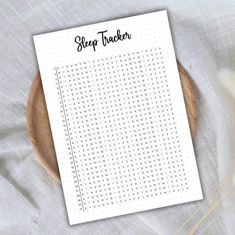 Sleep Tracker 24 Hour Bullet Journal PDF Printable Monthly Sleep ...