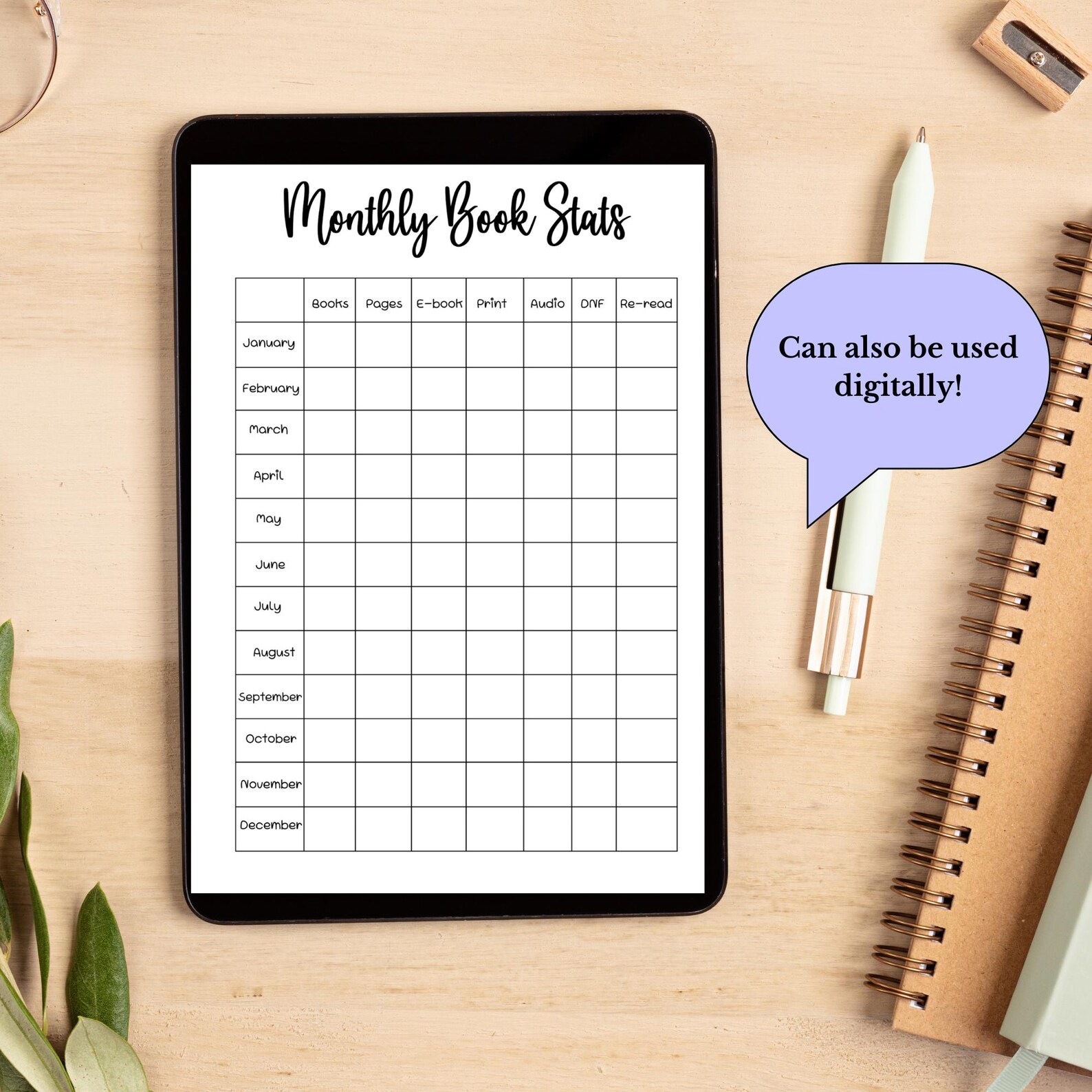 Monthly Book Stats Bullet Journal Printable Book Tracker Reading Log ...
