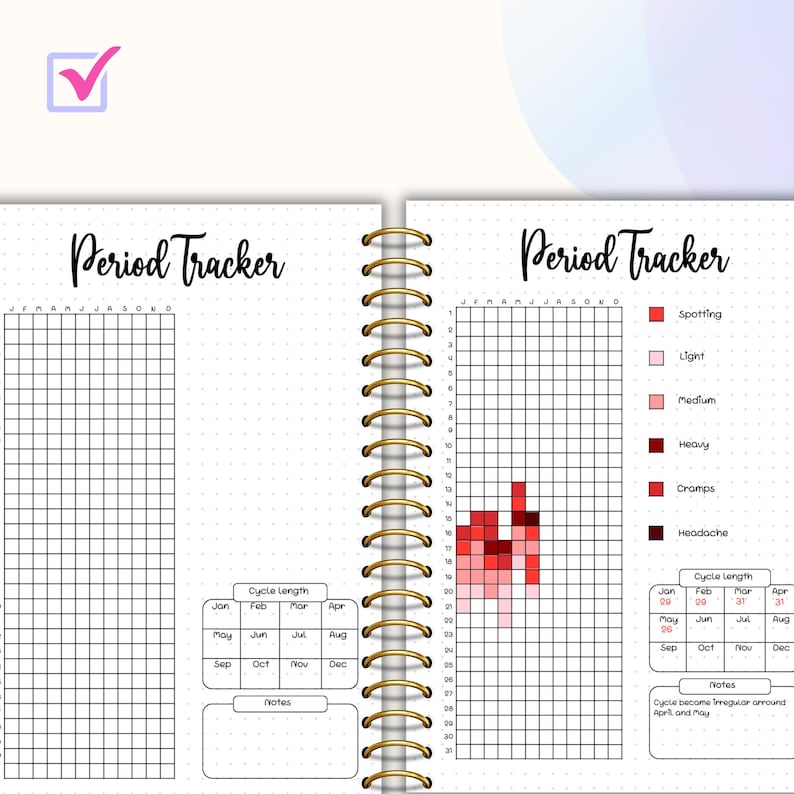 Period Tracker Bullet Journal Page Cycle Tracker Menstruation Log ...