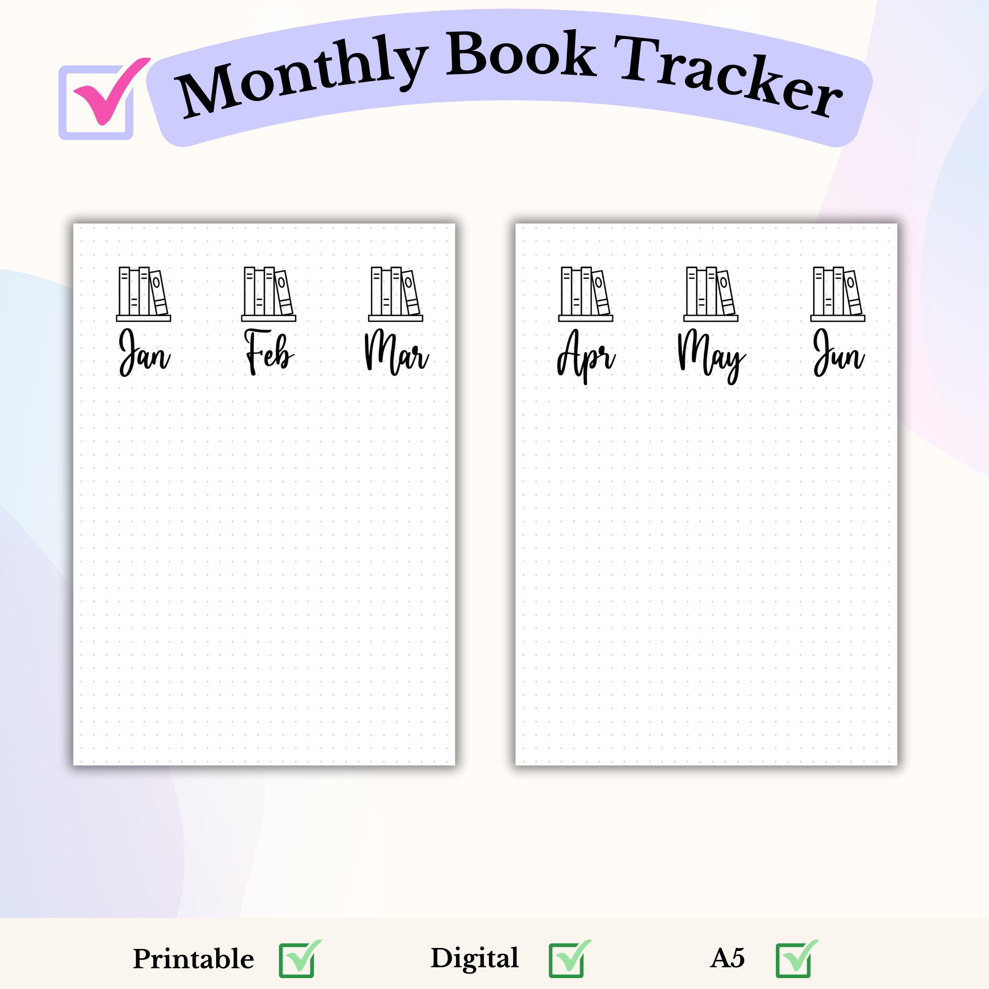 Monthly Book Tracker Bullet Journal Printable Monthly Reading Log ...