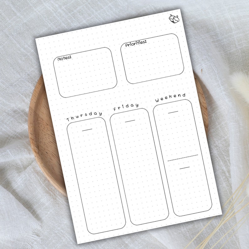 Weekly Spread Bullet Journal Template Undated Weekly Spread Printable ...