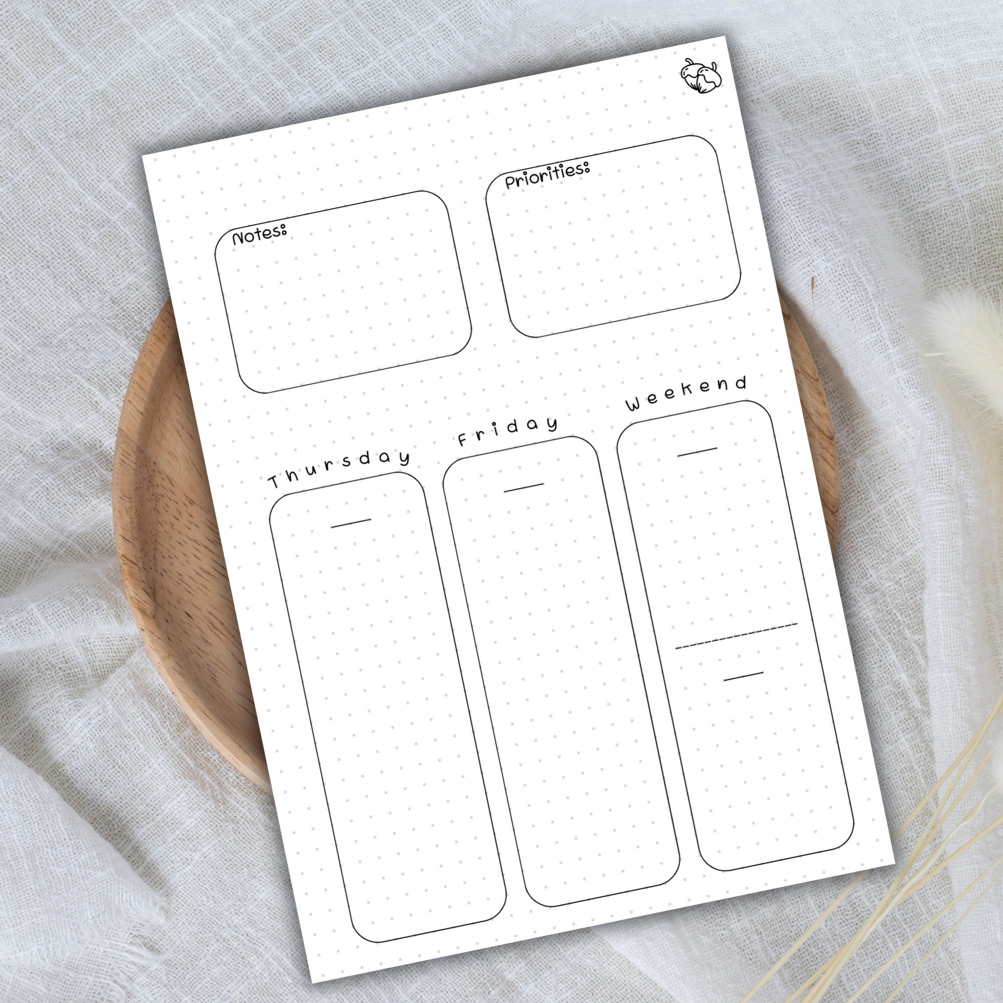 Weekly Spread Bullet Journal Template Undated Weekly Spread Printable ...