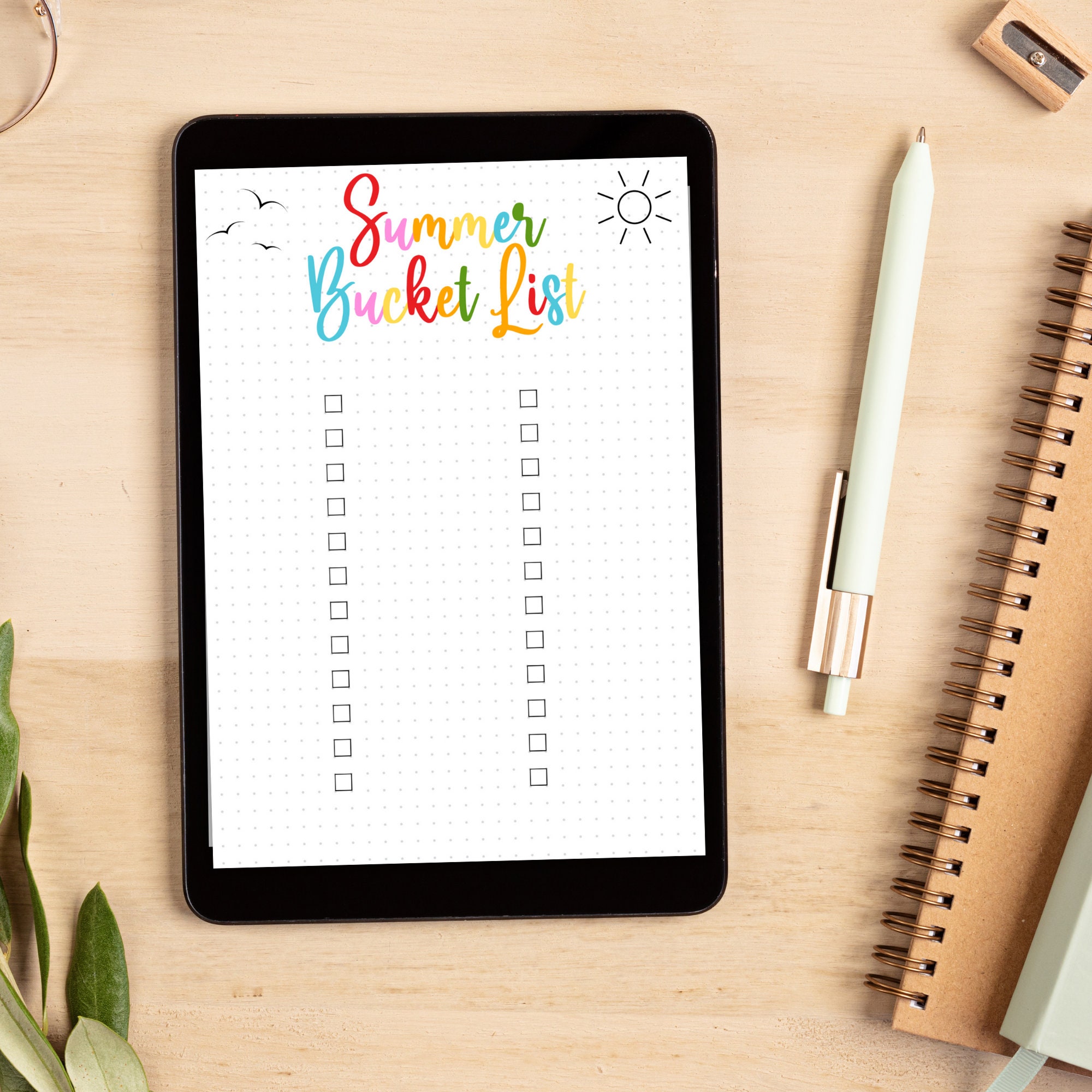 Summer Bucket List Bullet Journal Page A5 PDF Printable Bucket List ...