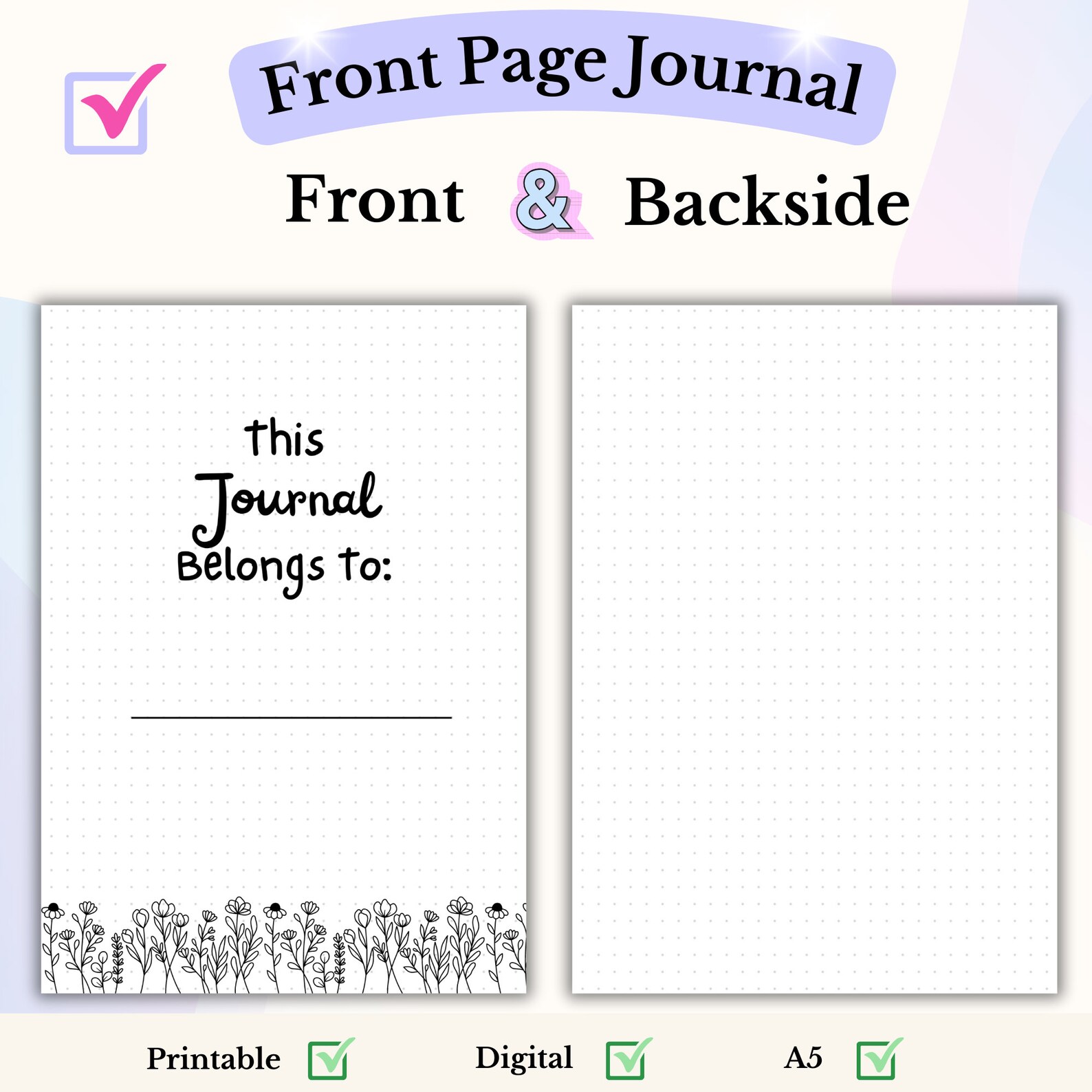 This Journal Belongs to PDF A5 Wildflower Theme, Cover Page Journal ...