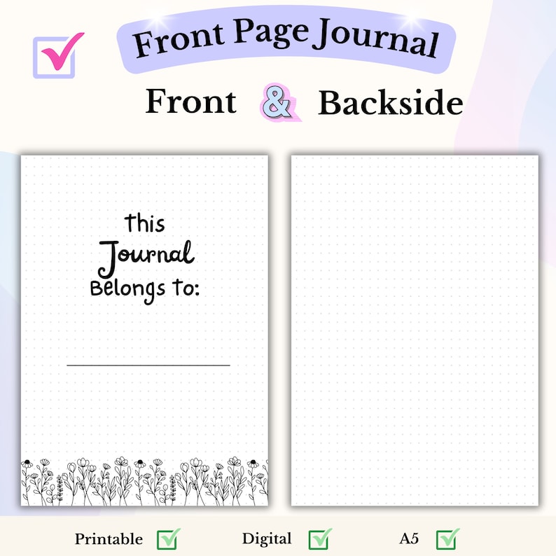 This Journal Belongs to PDF A5 Wildflower Theme, Cover Page Journal ...
