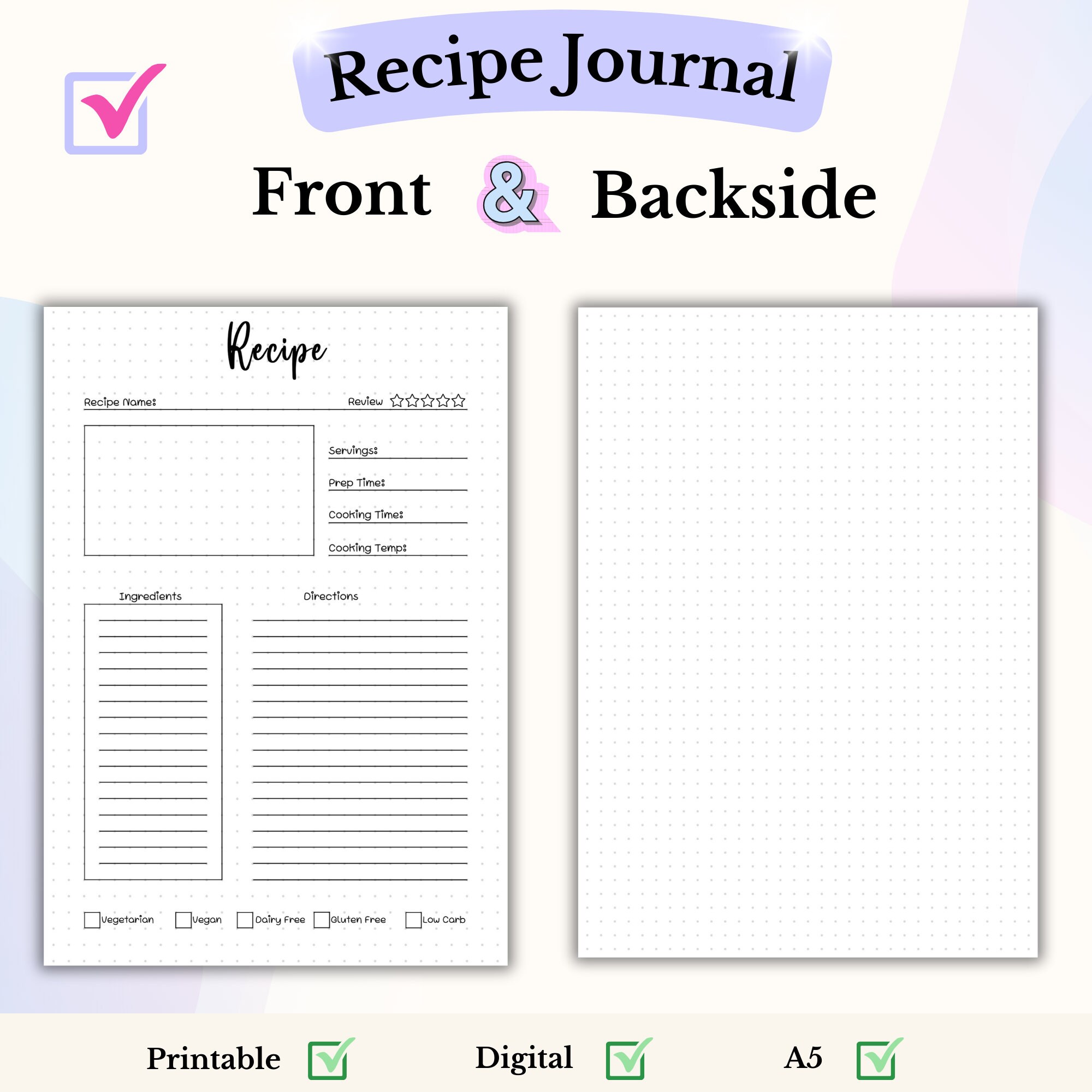 Recipe Bullet Journal Page Recipe Tracker Cooking Tracker Recipe ...
