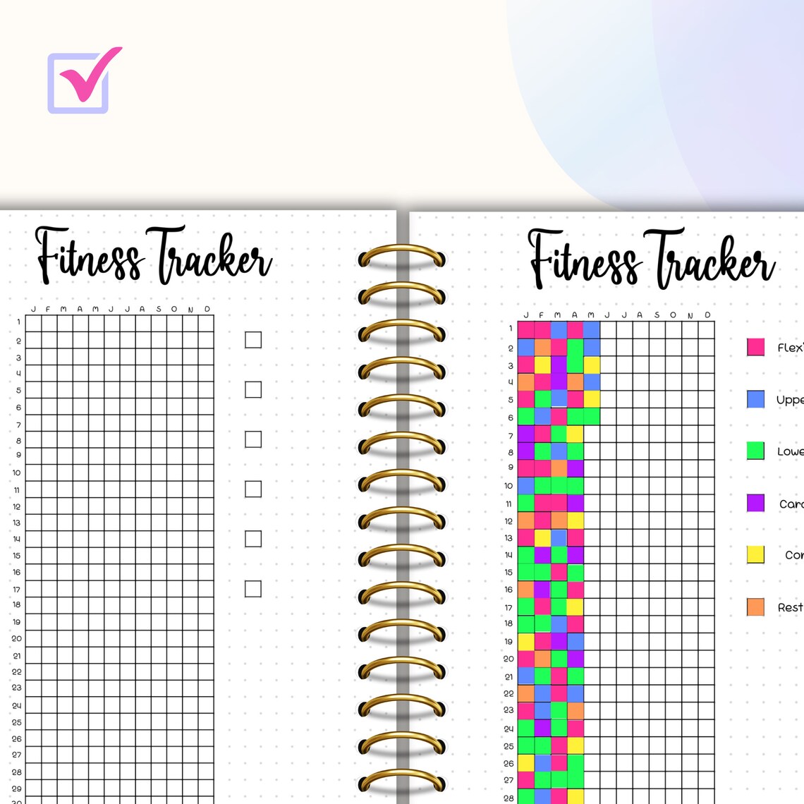 Fitness Tracker Bullet Journal PDF Workout Tracker Health Tracker Yeary ...