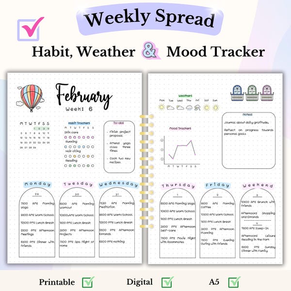 Weather Tracker Bullet Journal - Etsy