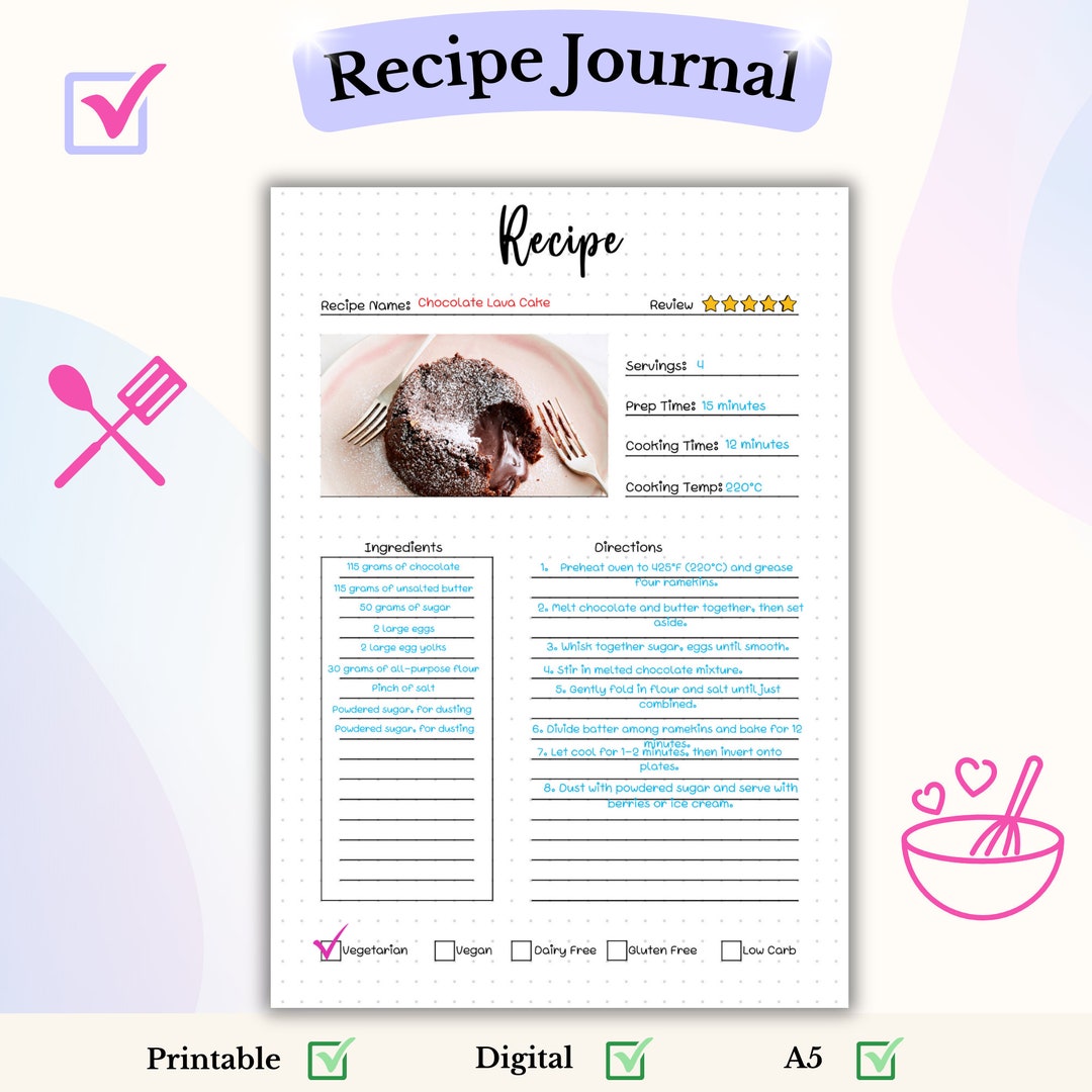 Recipe Bullet Journal Page Recipe Tracker Cooking Tracker Recipe ...