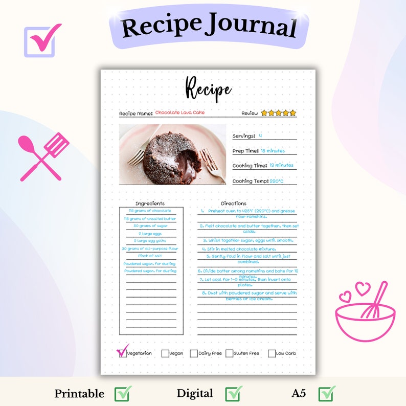 Recipe Bullet Journal Page Recipe Tracker Cooking Tracker Recipe ...
