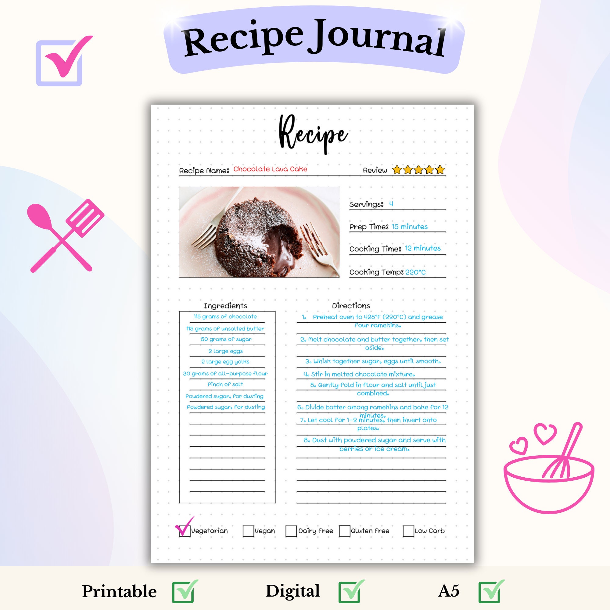Recipe Bullet Journal Page Recipe Tracker Cooking Tracker Recipe ...