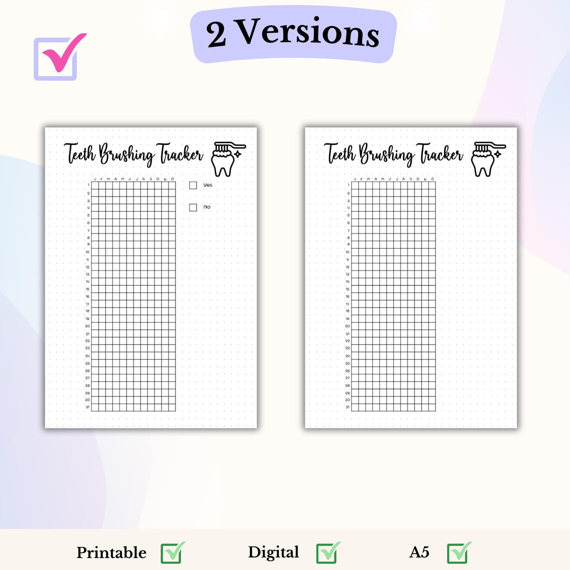 Teeth Brushing Tracker Bullet Journal Teeth Brushing Log Dental Health ...