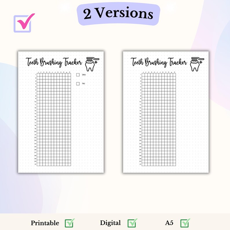 Teeth Brushing Tracker Bullet Journal Teeth Brushing Log Dental Health ...