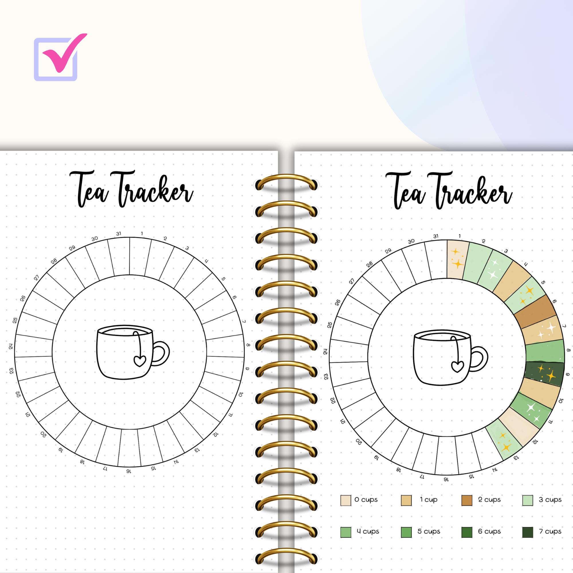Tea Tracker Wheel Bullet Journal Printable Page Monthly Tea Log Daily ...