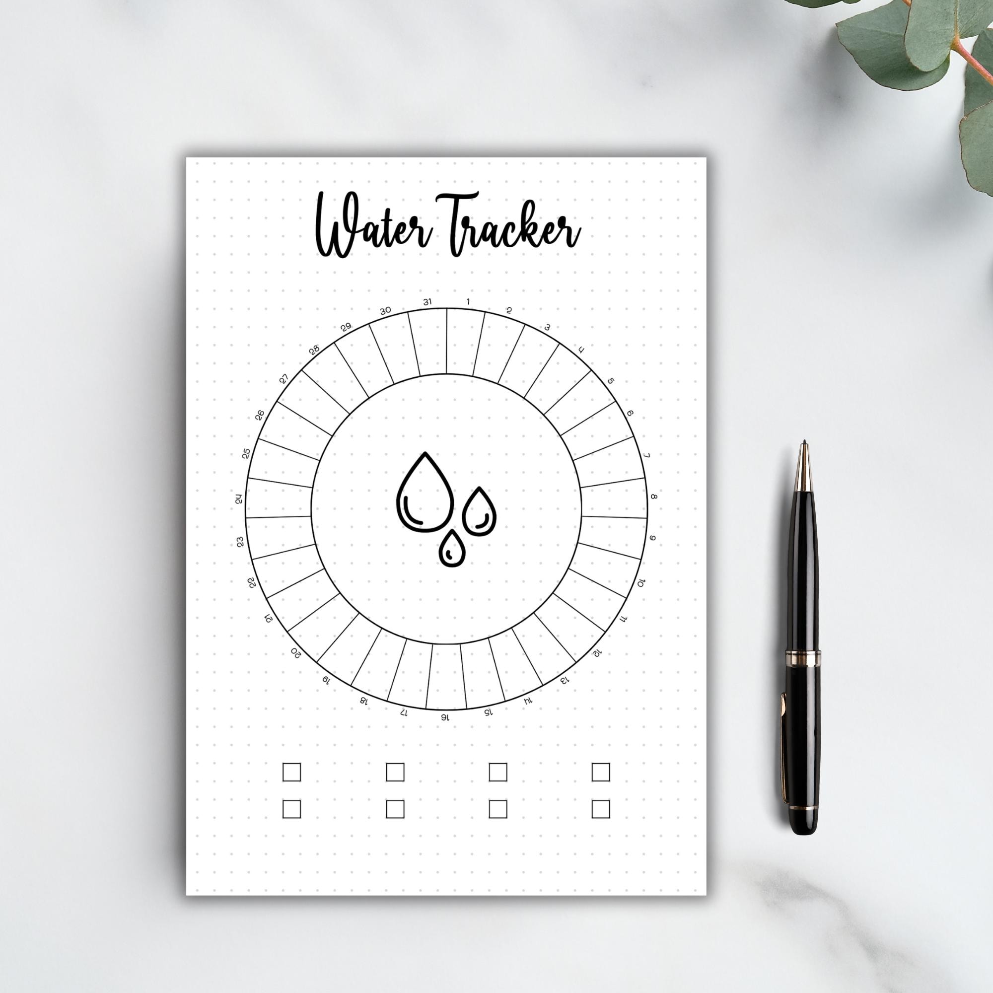 Water Tracker Wheel Bullet Journal A5 Printable Page Monthly Water Log ...