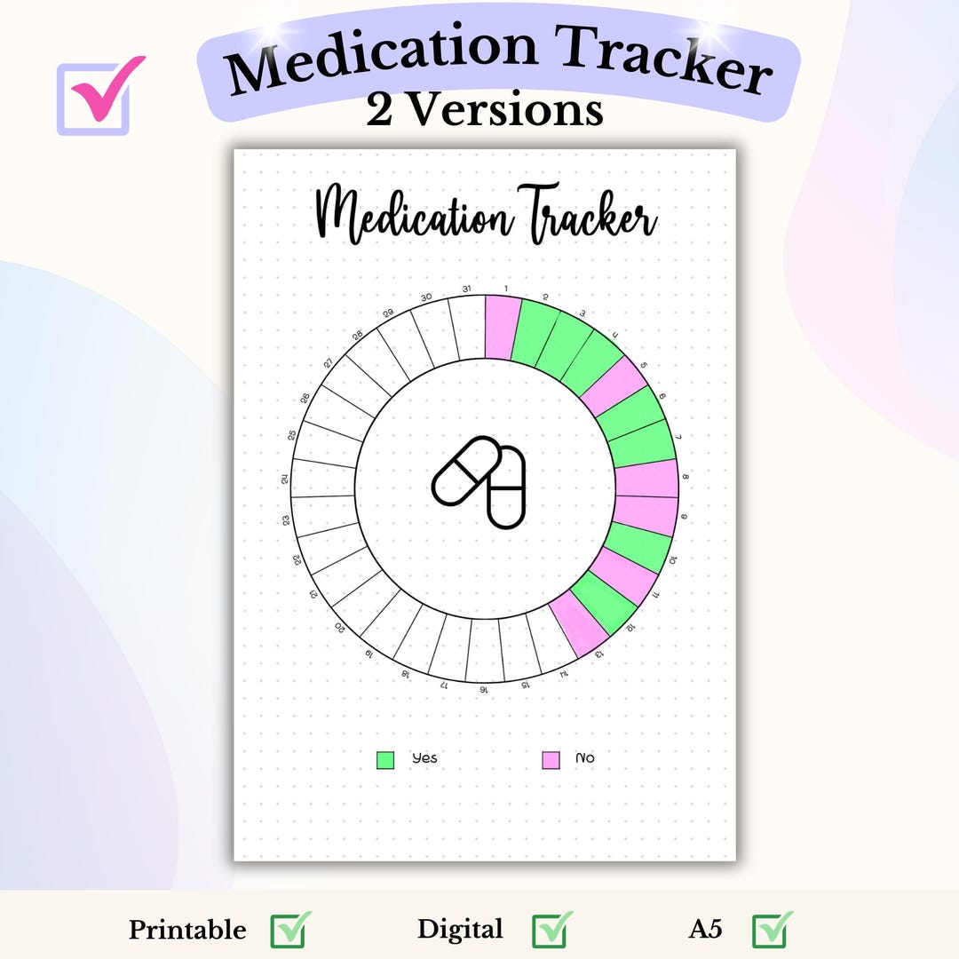 Medication Tracker Bullet Journal Wheel Tracker Printable Health ...