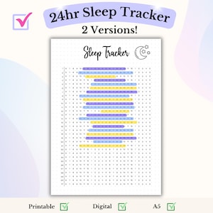 Sleep Tracker 24 Hour Bullet Journal PDF Printable Monthly Sleep ...
