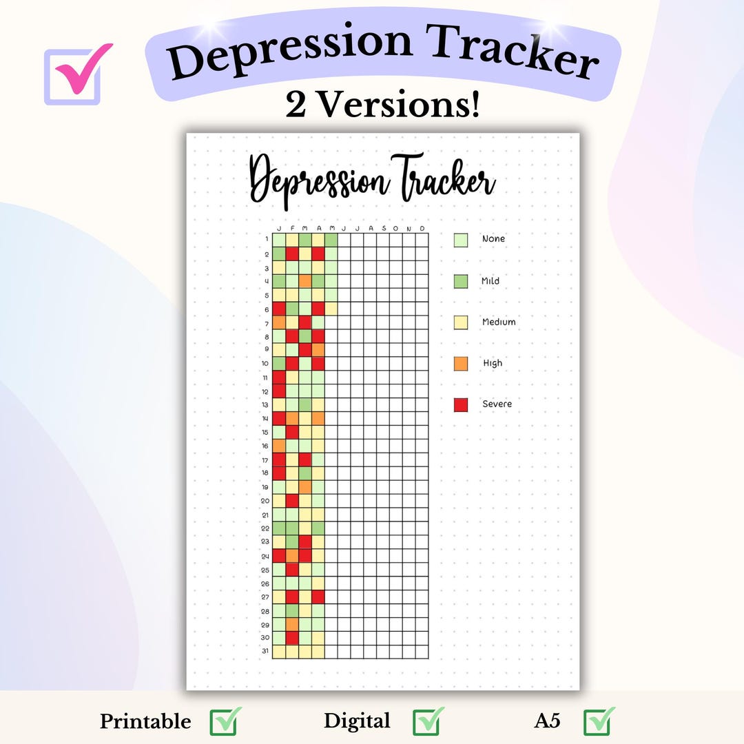 Depression Tracker Bullet Journal Printable Depression Log Mental ...