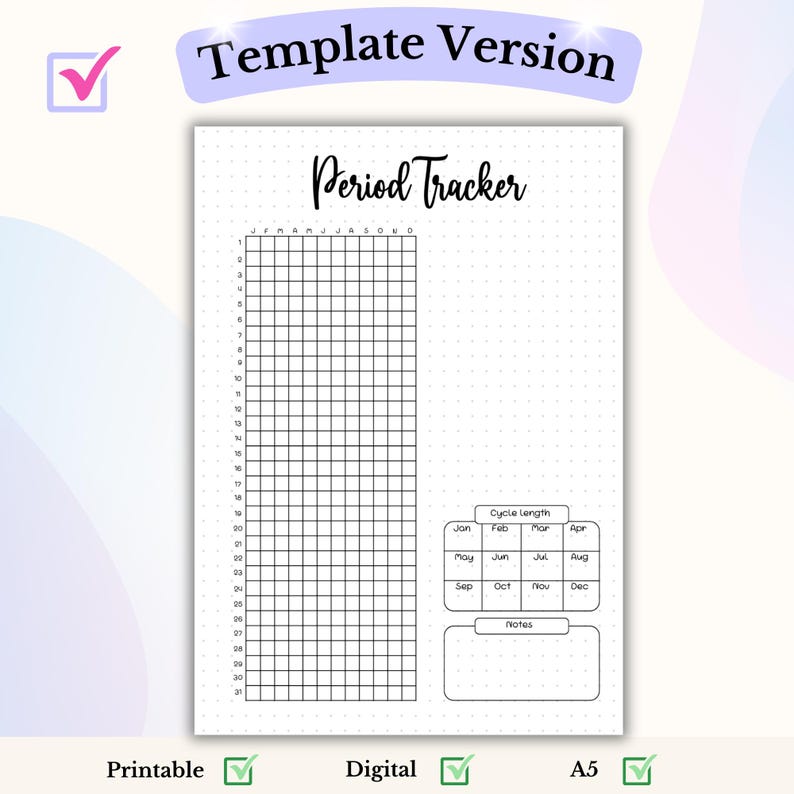Period Tracker Bullet Journal Page Cycle Tracker Menstruation Log ...