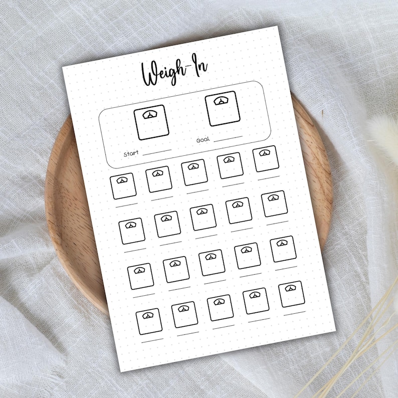 Weigh-in Tracker Bullet Journal Weight Tracker Fitness Tracker Workout ...