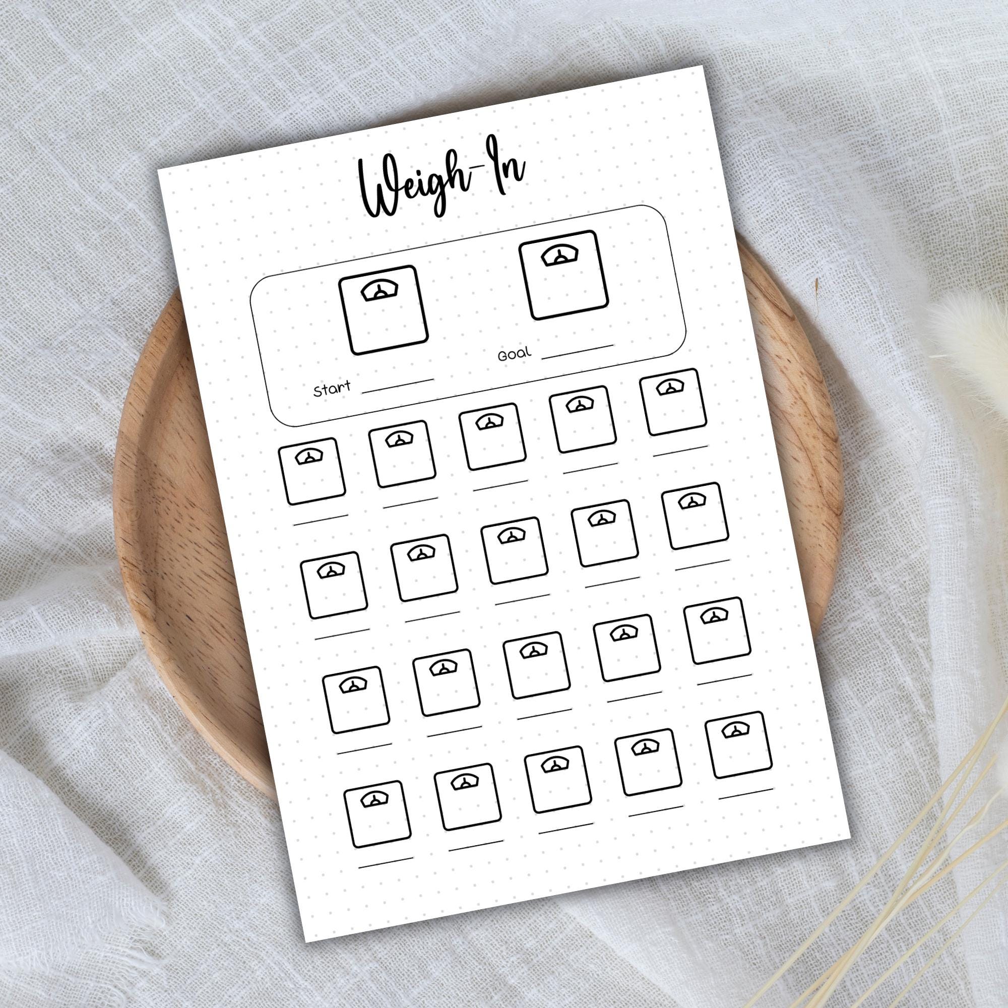 Weigh-in Tracker Bullet Journal Weight Tracker Fitness Tracker Workout ...