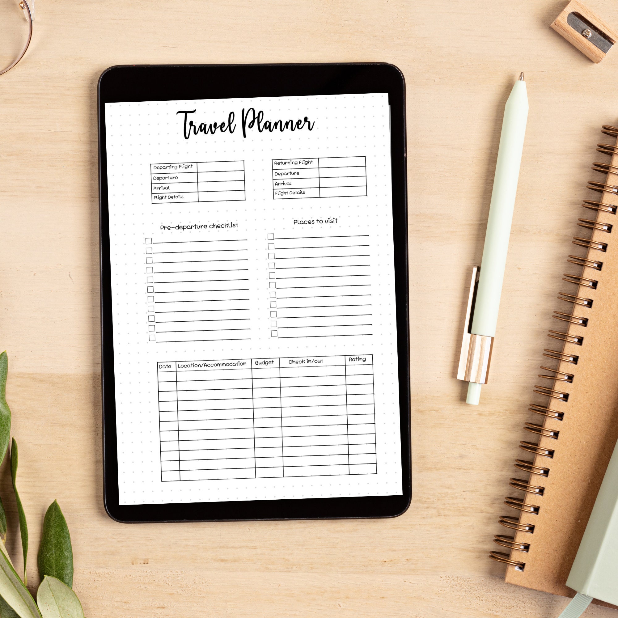 Travel Planner A5 Digital Printable Vacation Planner Flights ...