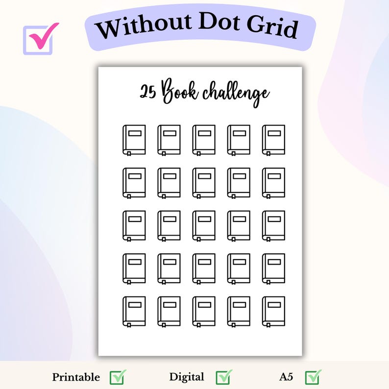 25 Book Challenge Bullet Journal Printable Reading Log Reading Tracker ...