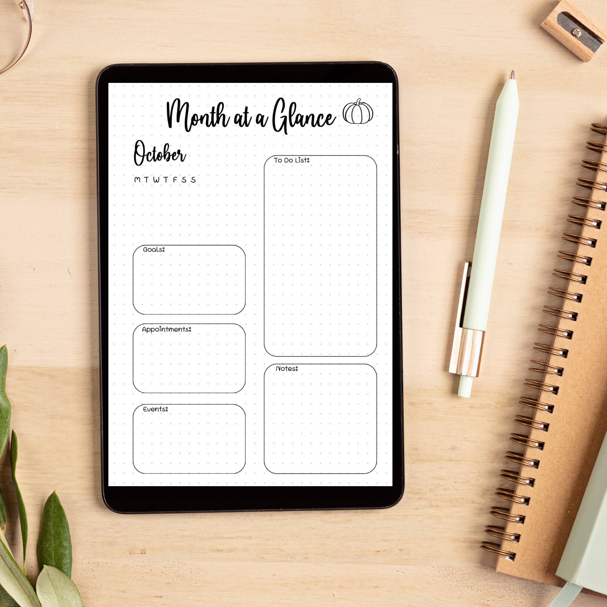 12 Month at a Glance Bullet Journal Pages Monthly Planner Journal ...