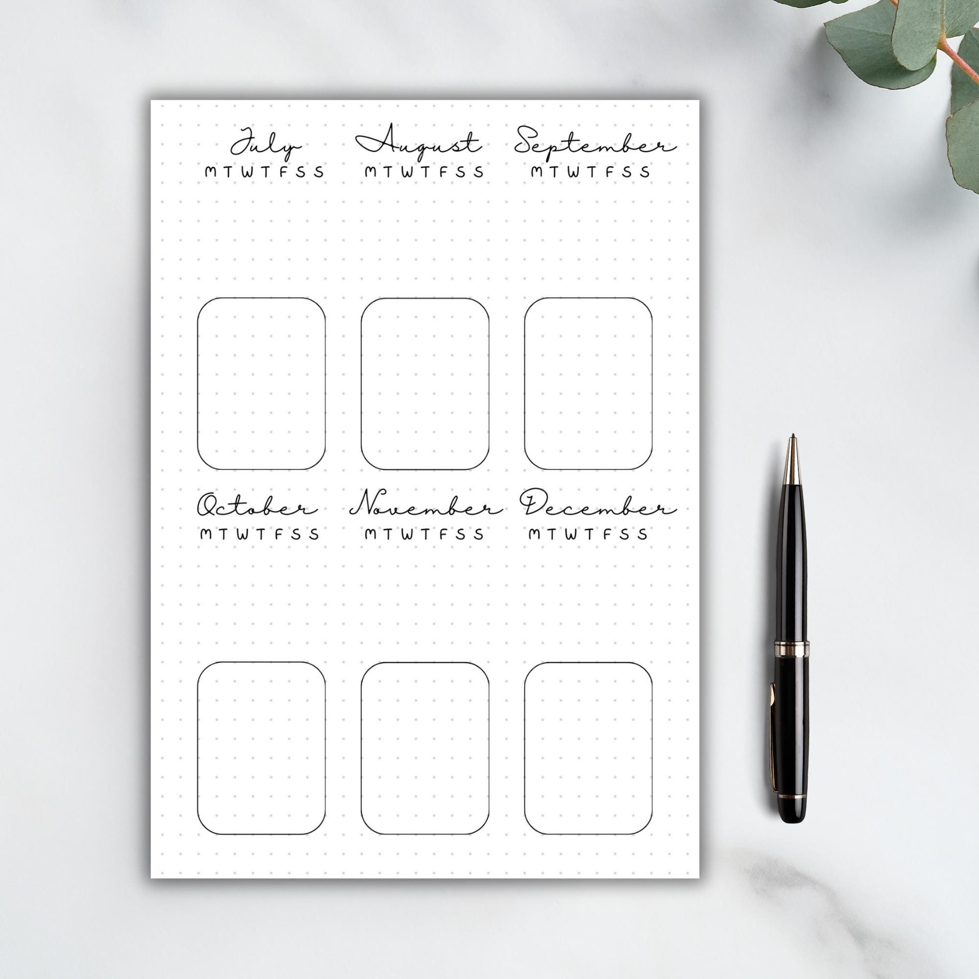 Year at a Glance Bullet Journal A5 Printable Undated Yearly Tracker ...